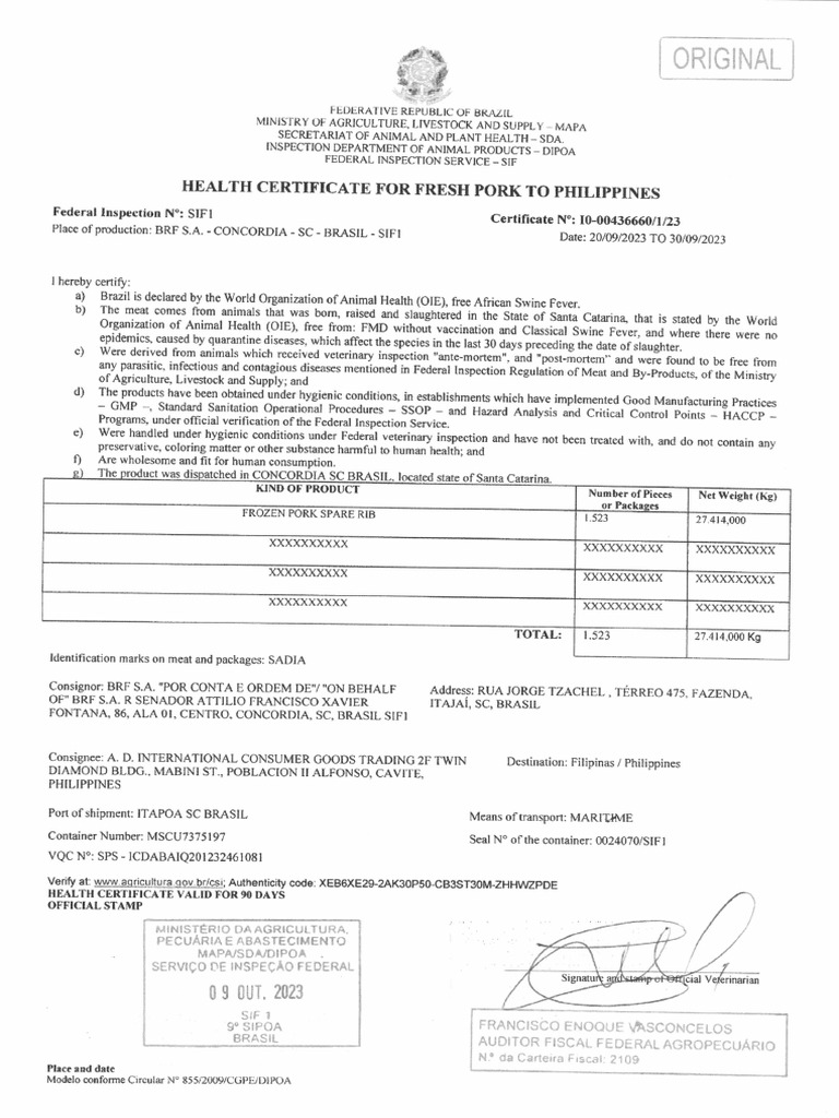 HEALTH CERTIFICATE | PDF