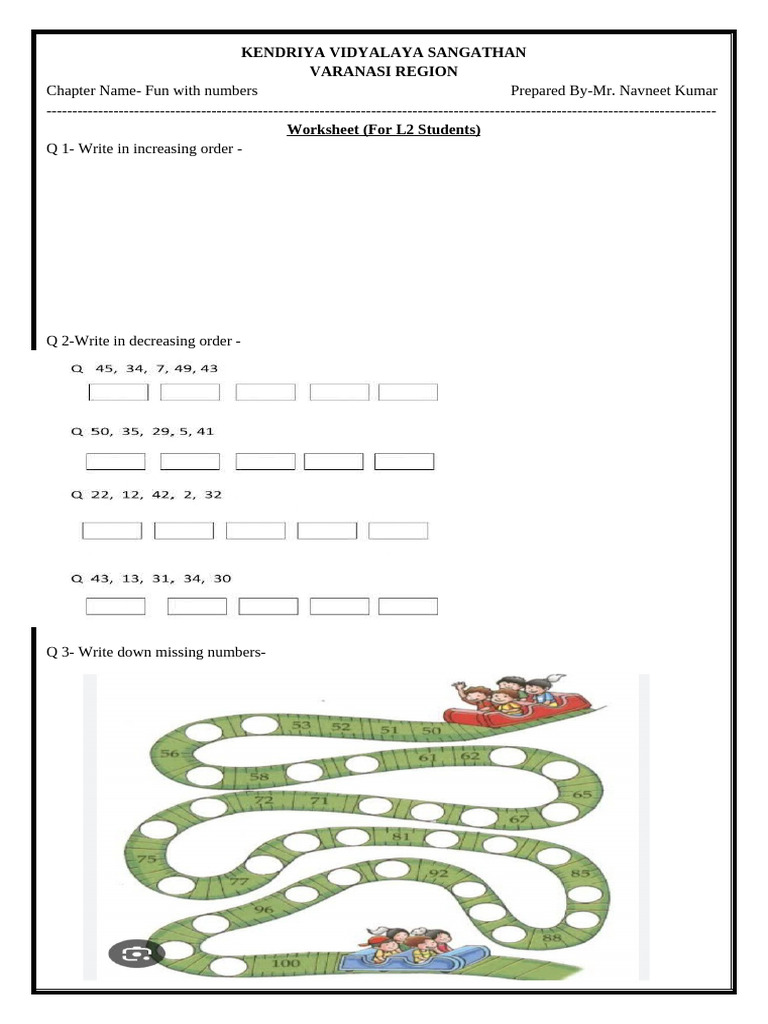 CHAPTER 8 Fun With Numbers (Worksheet For L2 Students) | PDF