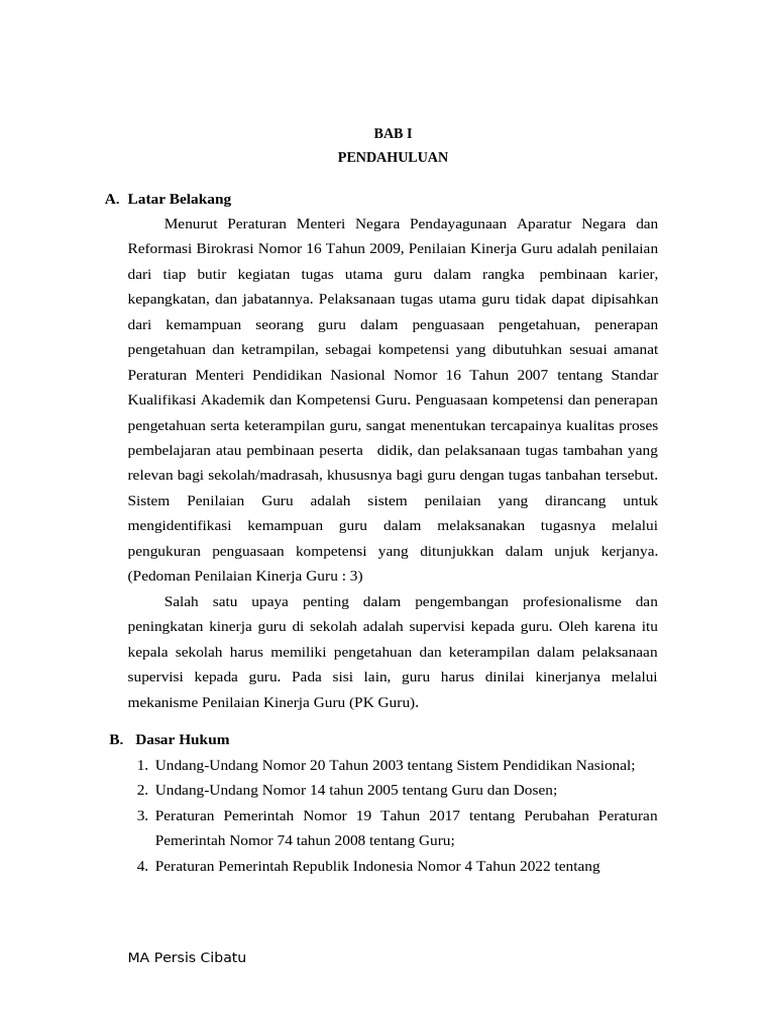 Program Kerja Penilaian Kinerja Guru PKG | PDF