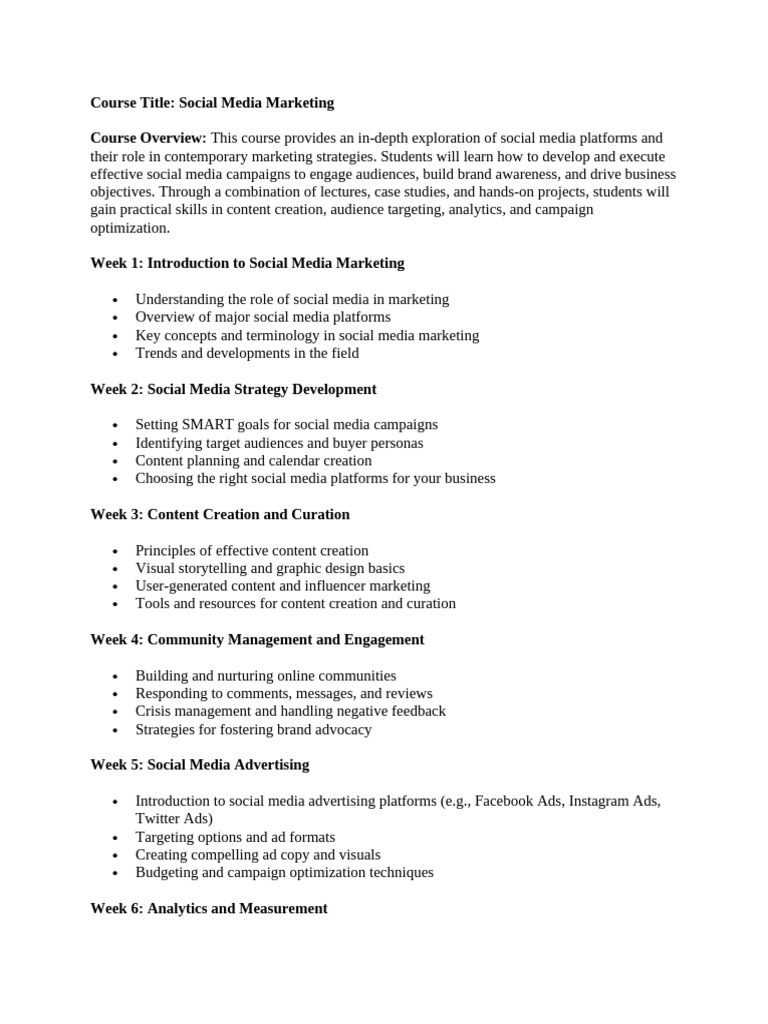Course Outline On Social Media | PDF | Social Media | Popular Culture & Media Studies