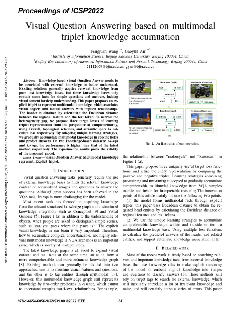 Visual Question Answering Based On Multimodal Triplet Knowledge Accumuation | PDF | Knowledge