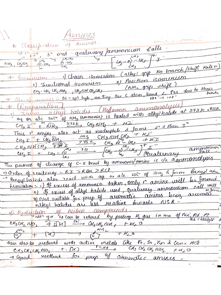 Amines Short Notes | PDF