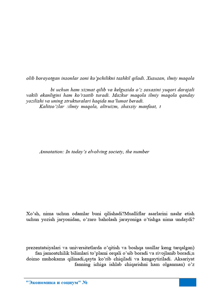 Ilmiy Maqola Yozish Asoslari Ilmiy Maqola Qanday Yoziladi | PDF