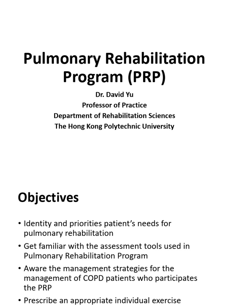 Pulmonary Rehabilitation Program (PRP) | PDF | Chronic Obstructive ...