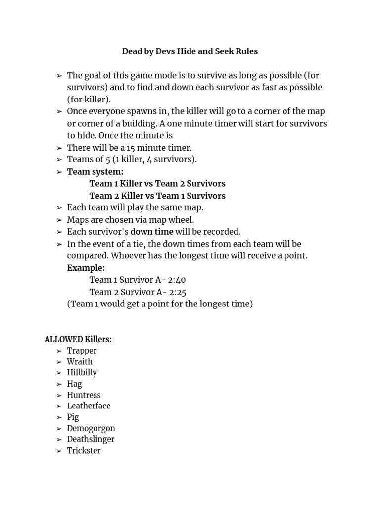 Hide and Seek Rules | PDF