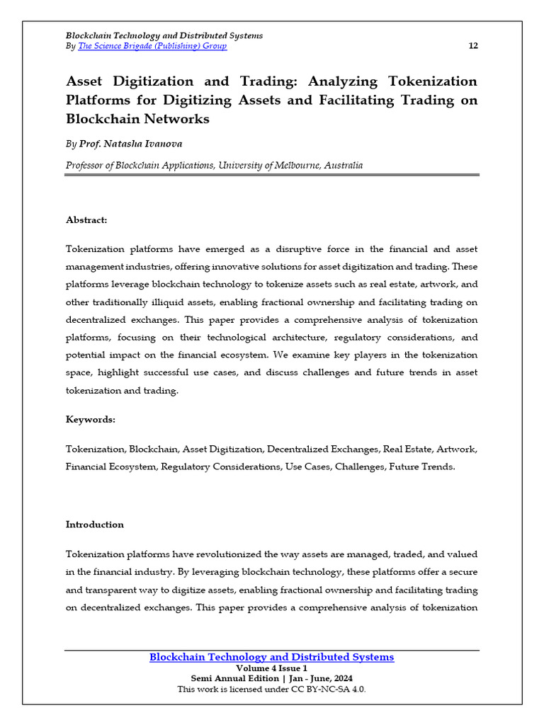 Tokenization Platforms - Asset Digitization and Trading | PDF | Cryptocurrency | Market Liquidity