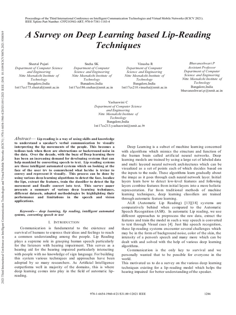Deep Learning Lip-Reading Survey | PDF | Deep Learning | Speech Recognition