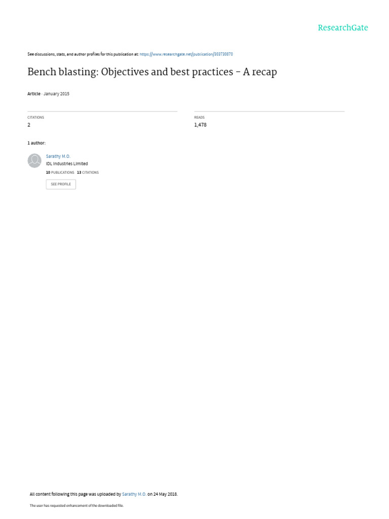 Bench Blasting Objectives | PDF