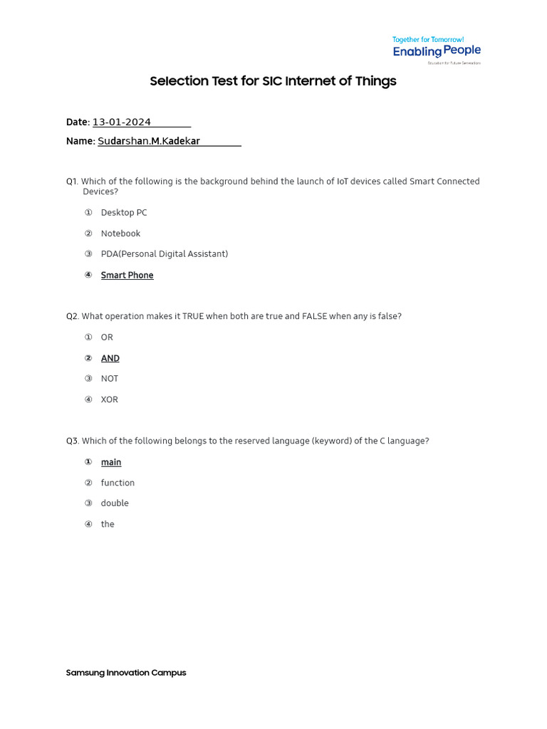 SIC IoT Questionnaire Rev2.0 | PDF | C (Programming Language) | Computing