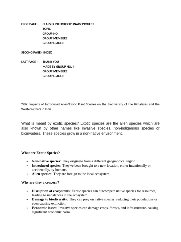 Interdisciplinery Project | PDF | Invasive Species | Habitat Destruction