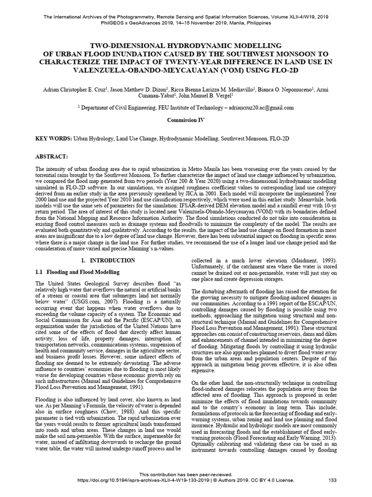 Two Dimensional Hydrodynamic Modelling Of Urban Fl Pdf Flood Rain