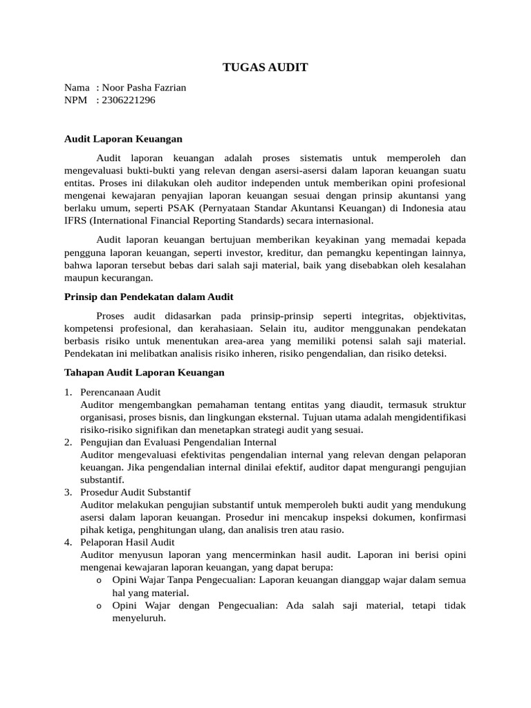 Artikel Audit - Noor Pasha Fazrian | PDF