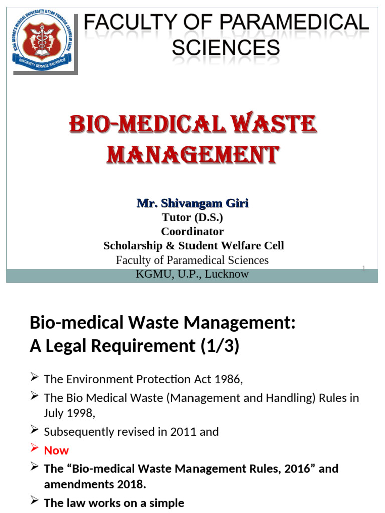 Bio Medical Waste Management | PDF | Waste | Medicine