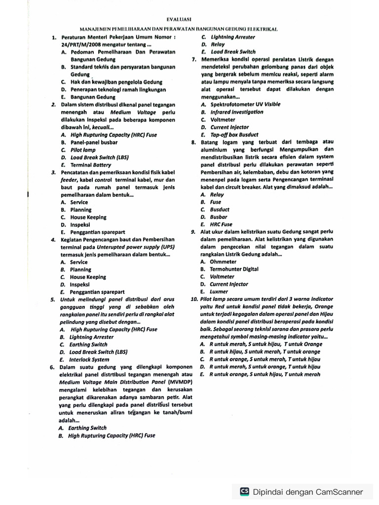 Soal Latihan SKB Submateri Elektrikal | PDF