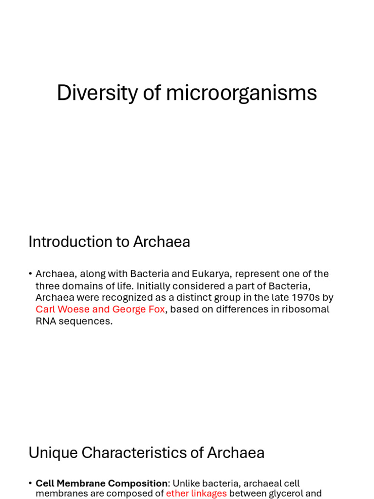 Diversity of Microorganisms | PDF | Archaea | Cyanobacteria