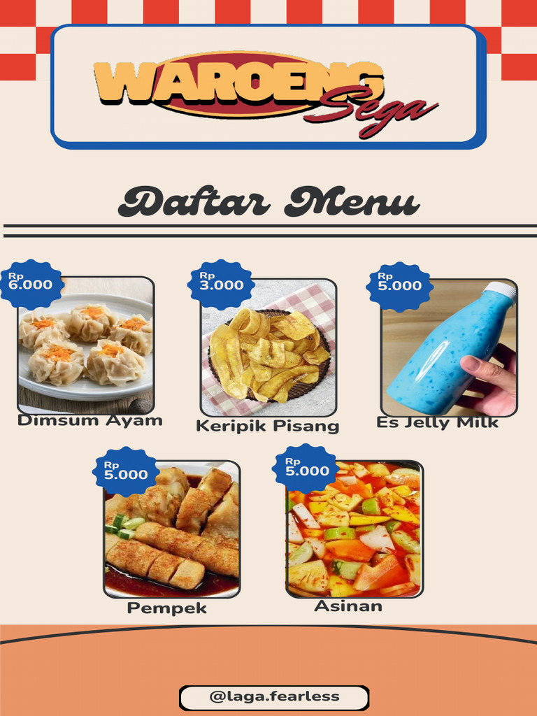 Krem Retro Daftar Menu Warung Makan Tradisional PDF | PDF