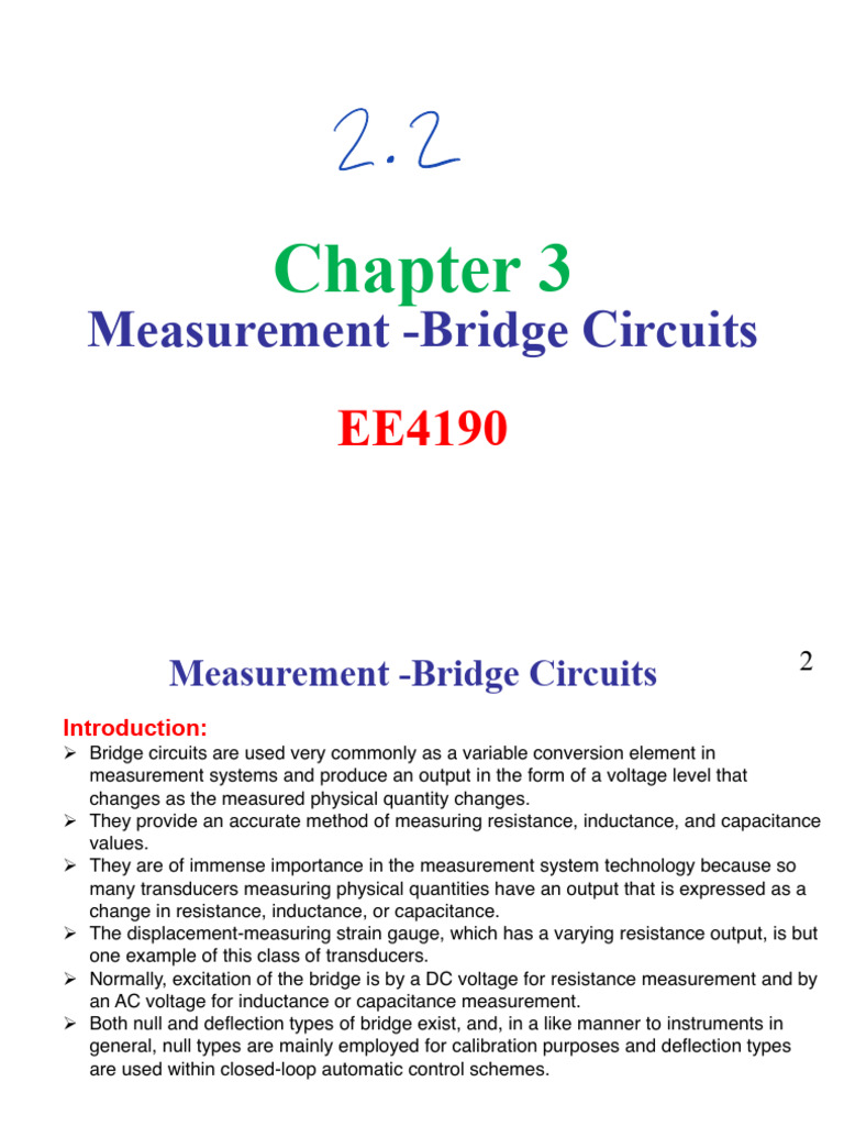 Chapter3-Measurement-Bridge Circuits | PDF | Electrical Resistance And ...