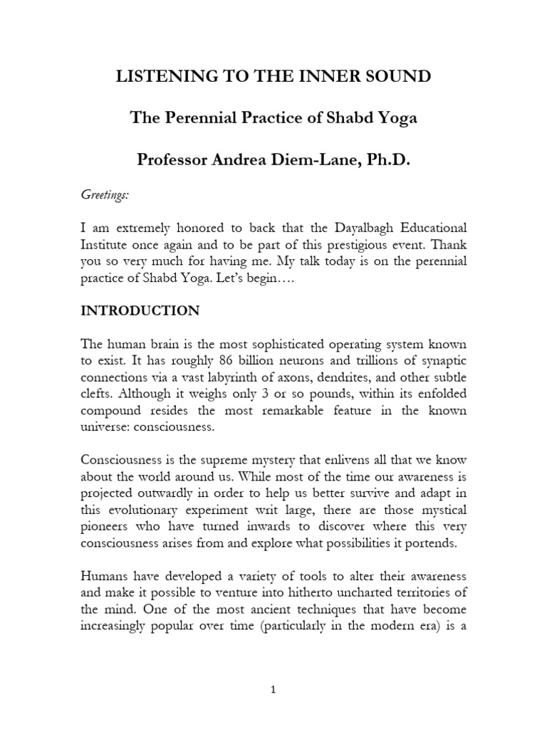 Listening To The Inner Sound | PDF | Indian Religions