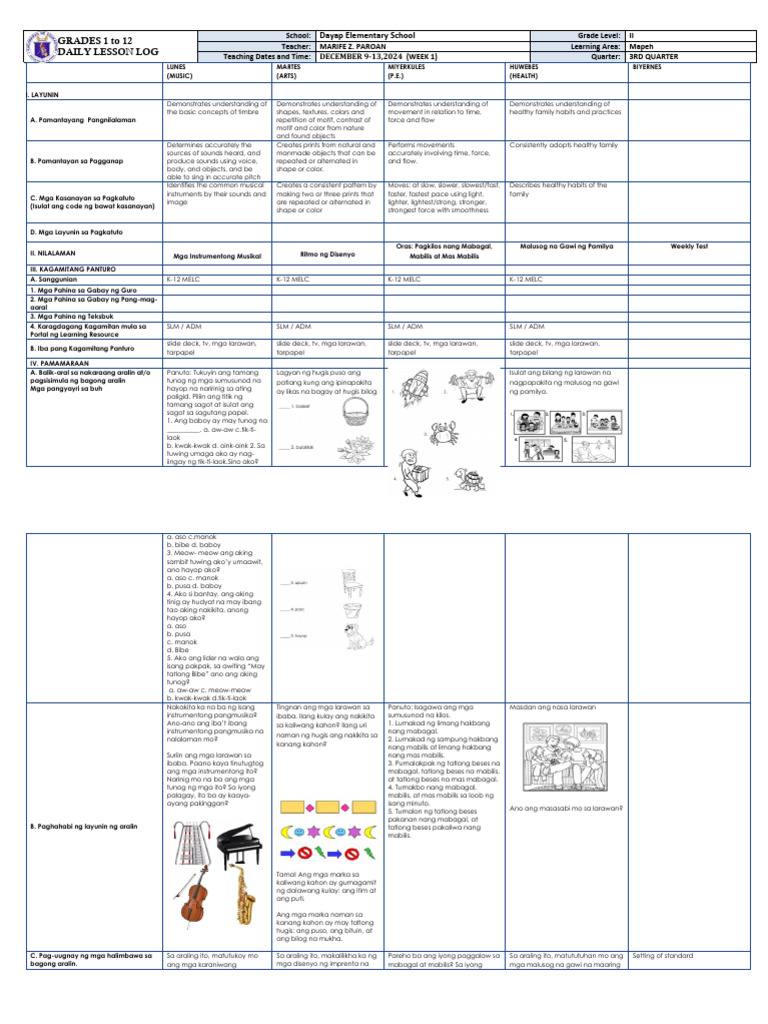 Q3-WEEK2-DLL-MAPEH-2 | PDF