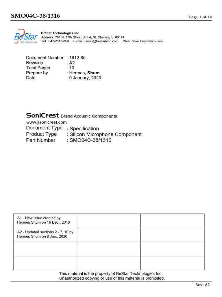 Silicon Microphone Specs & Design Guide | PDF | Microphone | Electronics