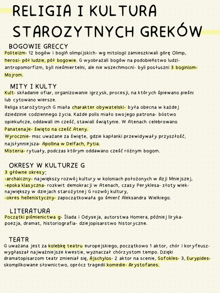 Religia I Kultura Starożytnych Greków | PDF