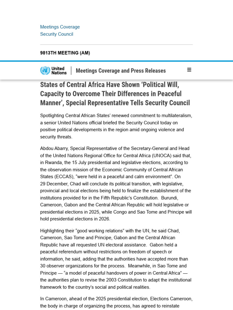 Central Africa's Political Progress Report | PDF | Africa | Chad