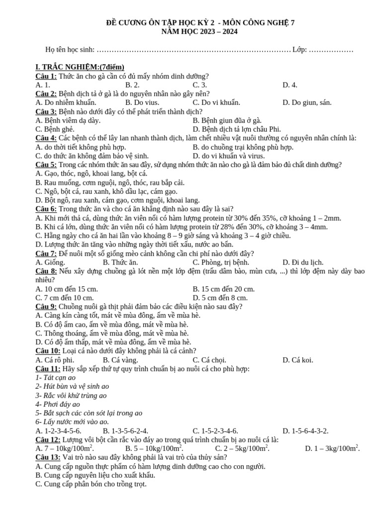 Cuong HK2 CN7 2023 2024 | PDF