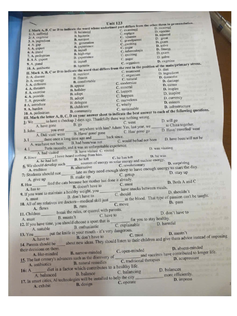 Anh Unit 1,2,3 lớp 11 | PDF Anh Unit 1,2,3 lớp 11 | PDF