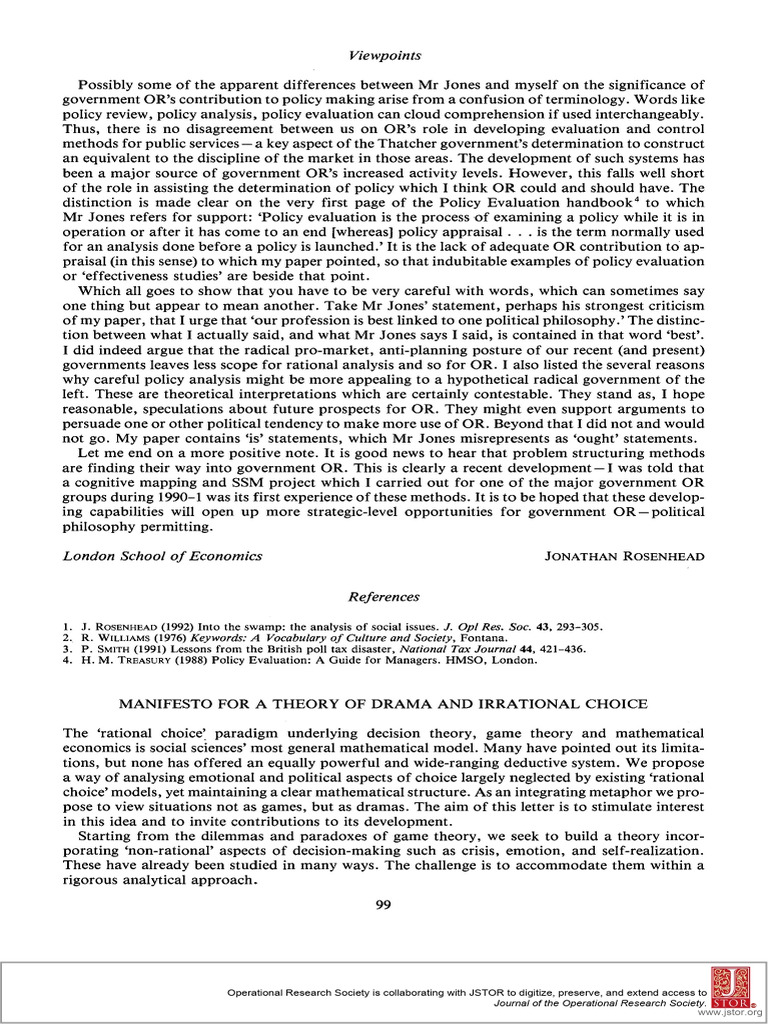 Manifesto For A Theory of Drama and Irrational Choice | PDF ...