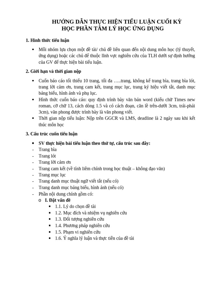 Huong Dan Tieu Luan Tam Ly Hoc NG D NG | PDF