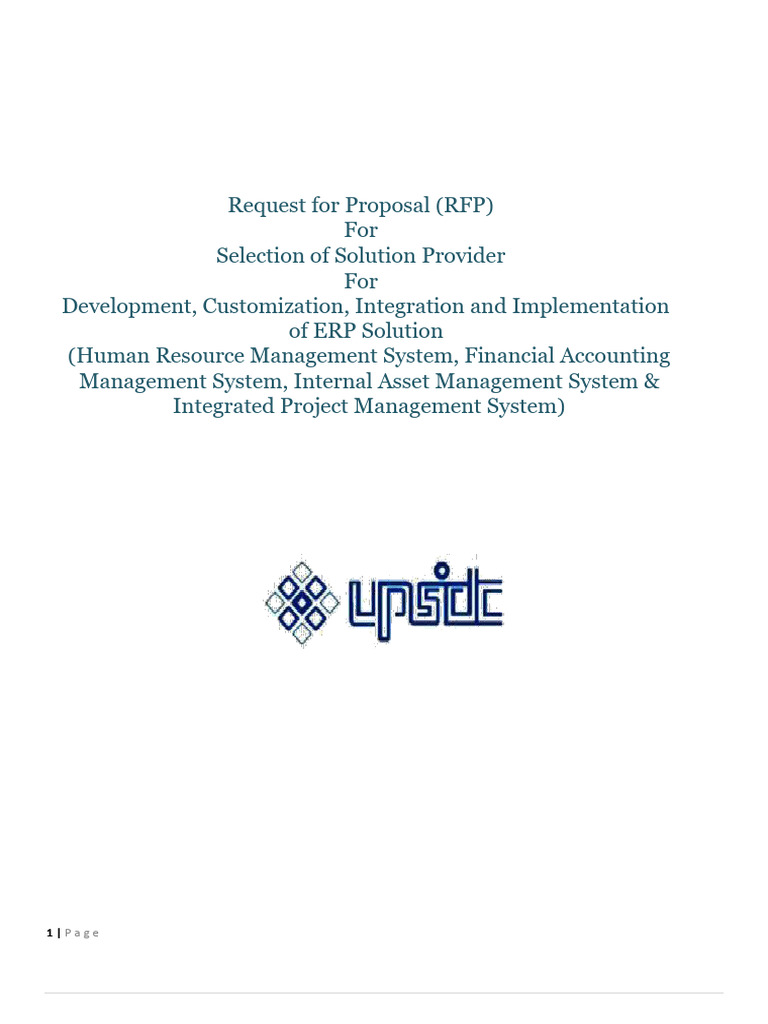 RFP For ERP For The Dept | PDF | Enterprise Resource Planning | Request ...