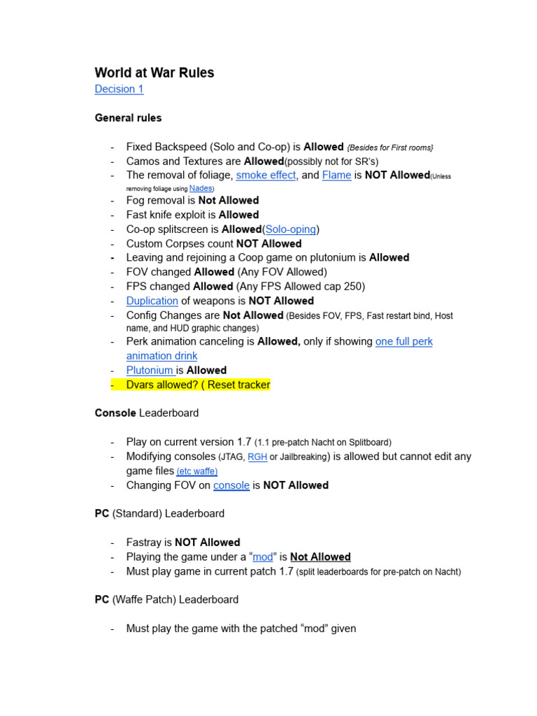World at War Rules D1 | PDF