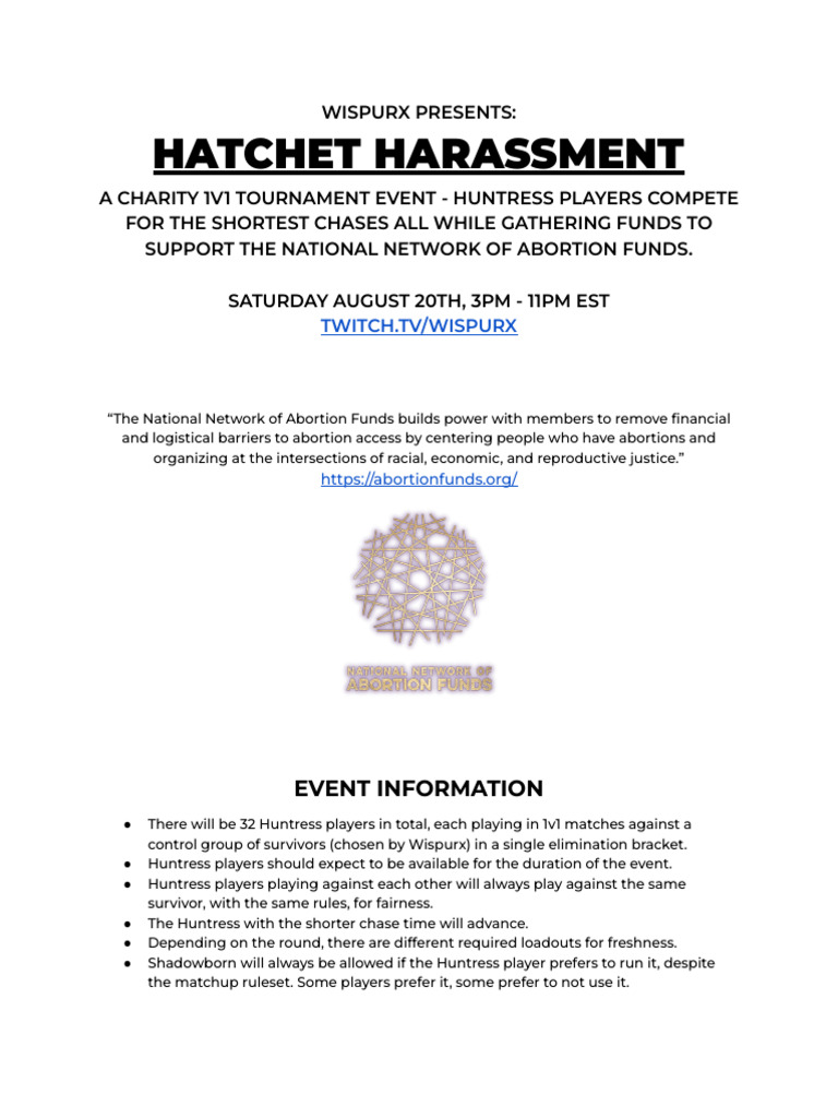 Hatchet Harassment - A 1v1 Event For Charity | PDF
