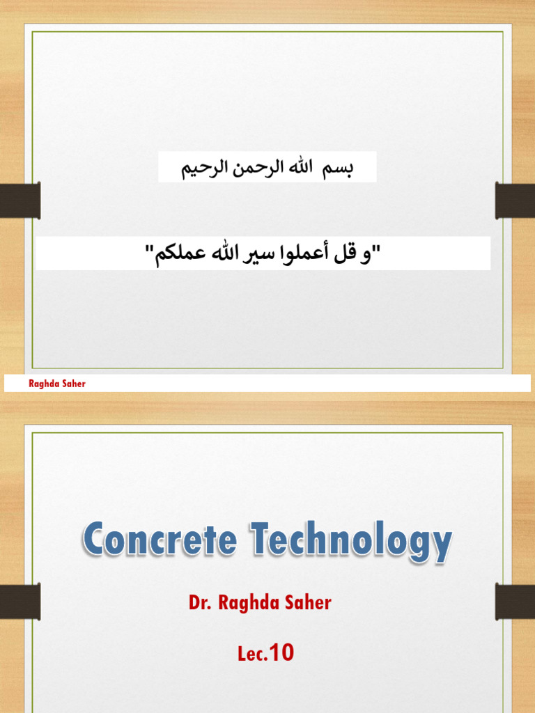 lec10 الإختبارات الغير متلفه concrete Tecnology Dr.Raghda | PDF