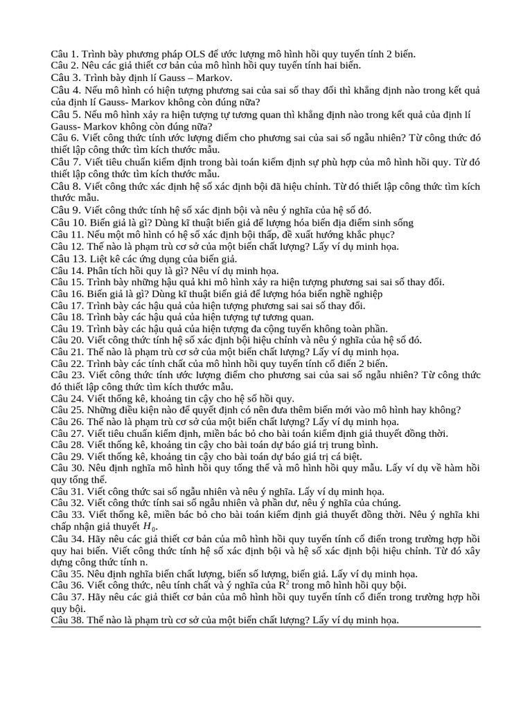 Cau Hoi Ly Thuyet | PDF
