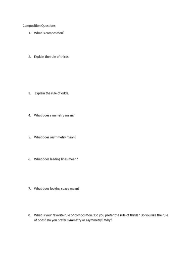 Composition Questions | PDF
