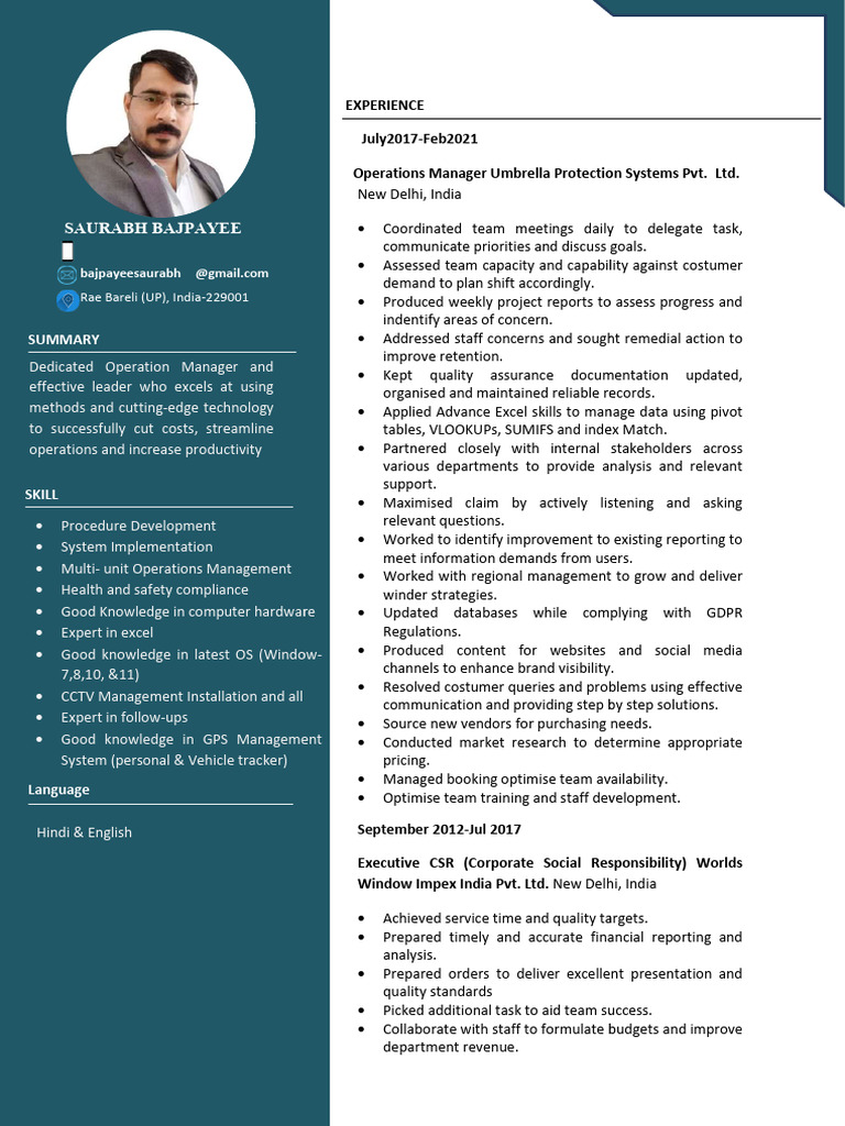 CV Saurabh Bajpayee | PDF | Business