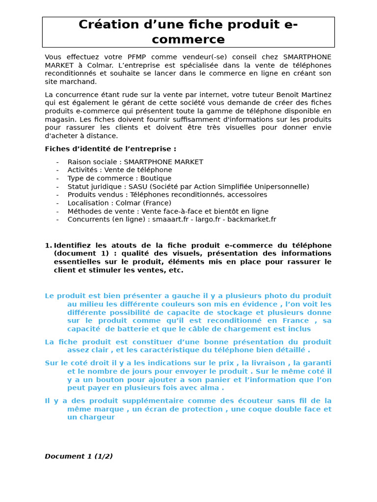 Fiche Produit E-commerce Téléphone | PDF | Commerce électronique ...