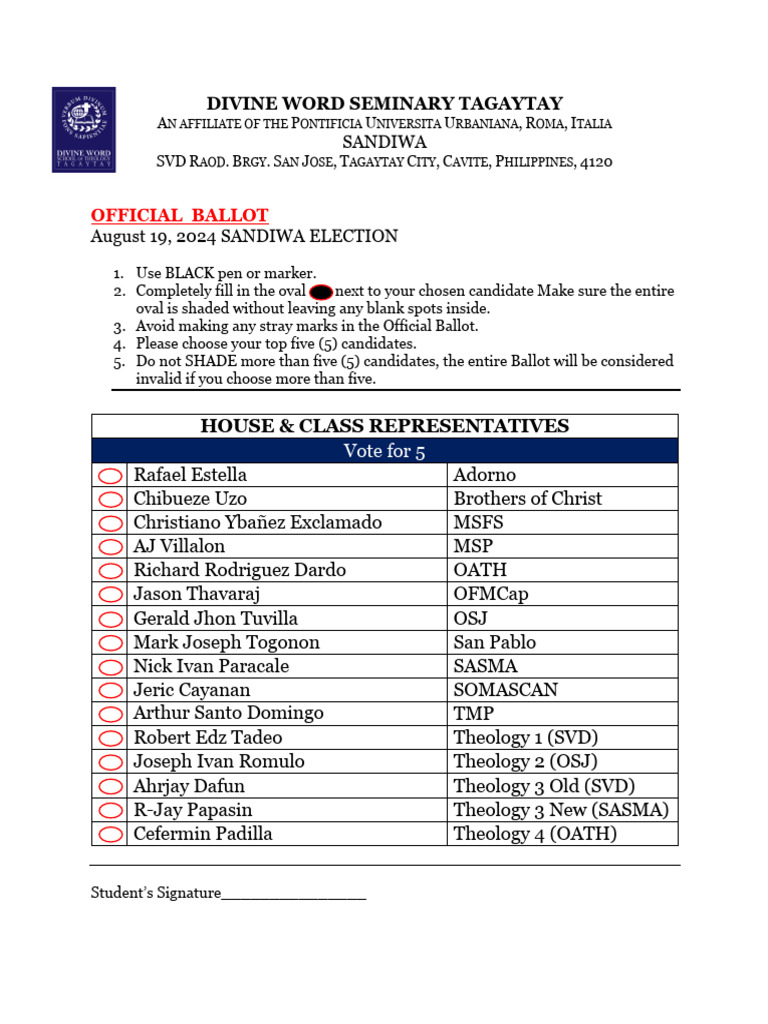 Official-Ballot | PDF | Religious Organizations | Catholic Church