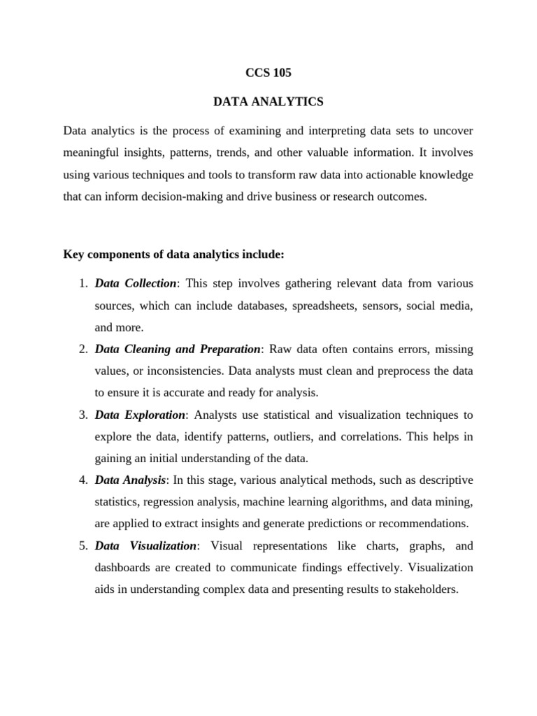 CCS105 Data Analytics Class | PDF | Data Analysis | Analytics