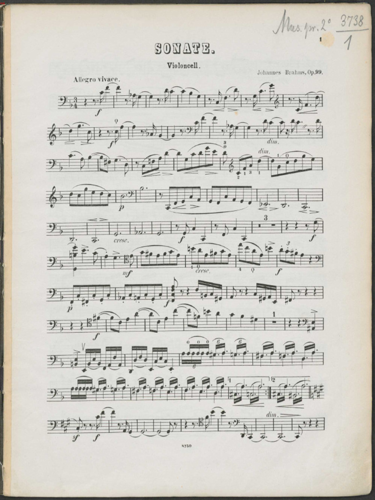 IMSLP18362-Brahms - Cello Sonata No.2, Op.99 (1887) Cello | PDF