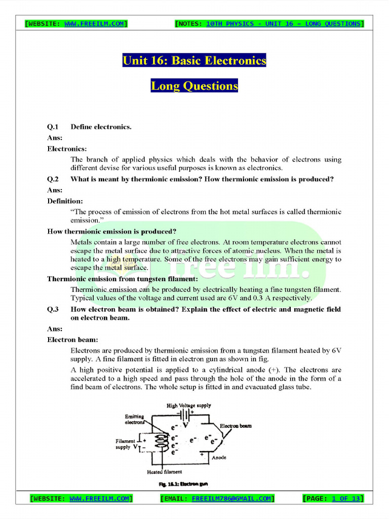 10th Phy CH 16 Long Q | PDF