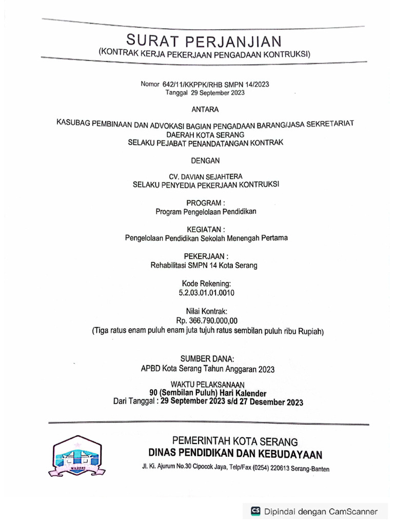 SPK SMPN 14 CV Davian Sejahtera | PDF