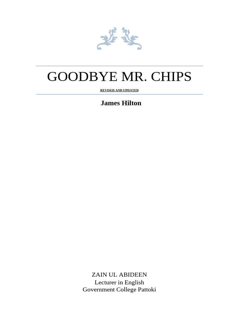 Mr. Chips Question Answer | PDF