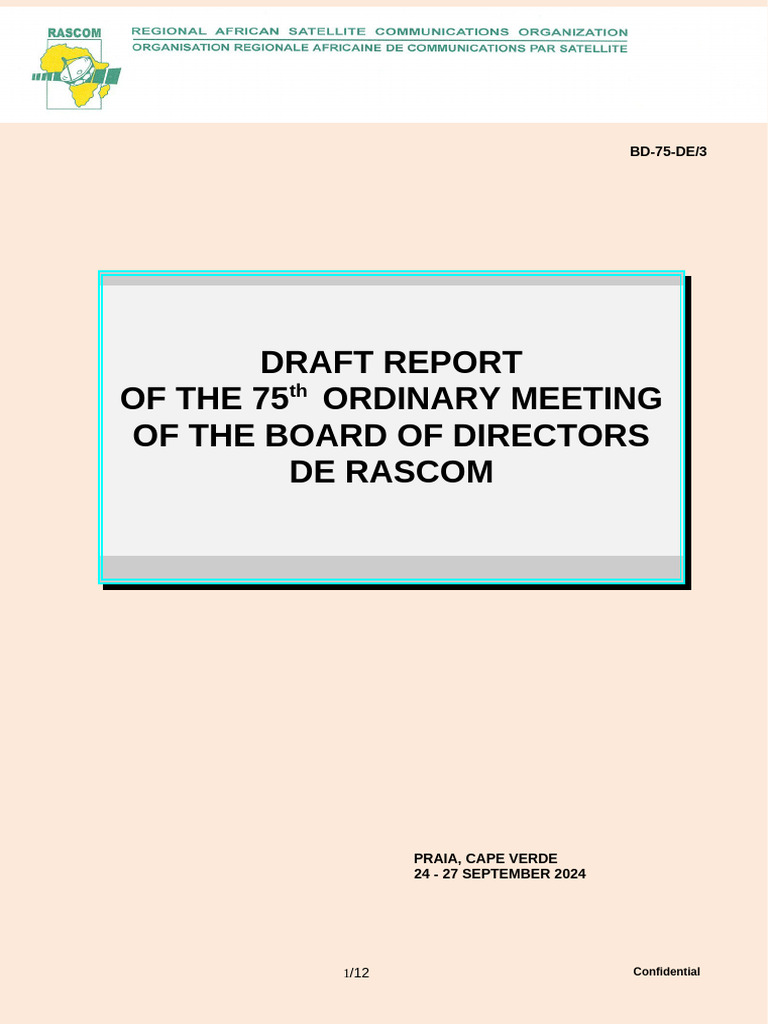 Bd-75-De1 Draft Summary Report | PDF | Board Of Directors