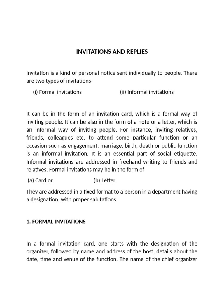 Invitations and Replies | PDF