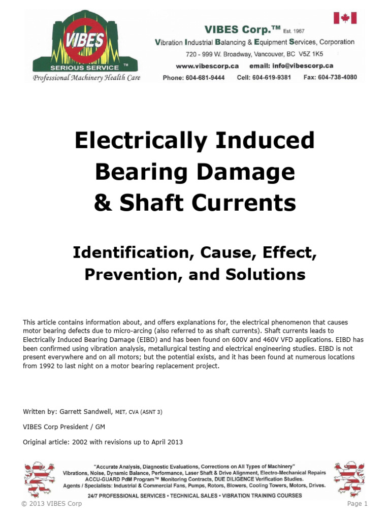 Electrically Induced Bearing Damage and Shaft Currents | PDF | Electric ...