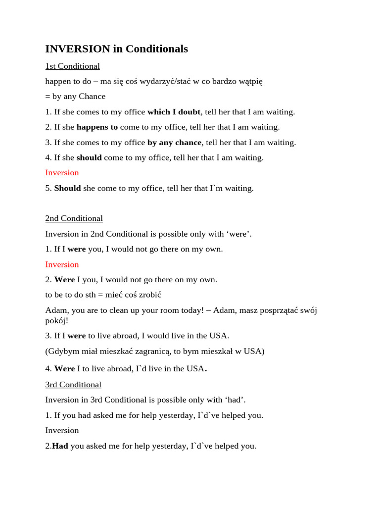 Inversion in Conditional Sentences | PDF