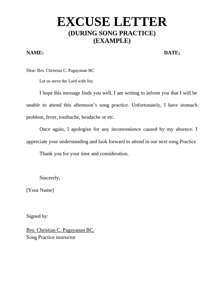 Excuse Letter | PDF