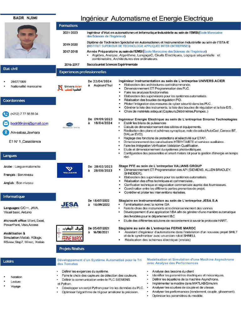 Ingénieur Automatisme Et Energie Electrique .PDF | PDF